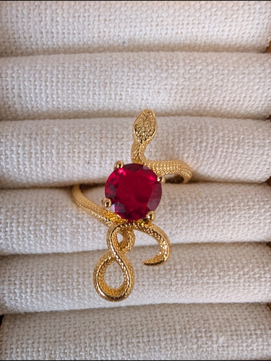 Jewelry | Flash Sale Gold Tone Snake Ring With Red Gem | Poshmark